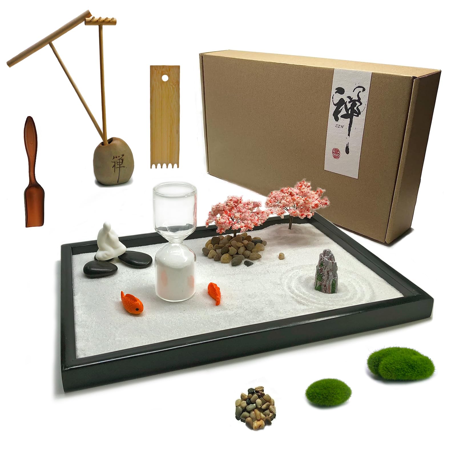 Amazon.com: AOVOA Desktop Zen Garden with Refillable Hourglass and ...