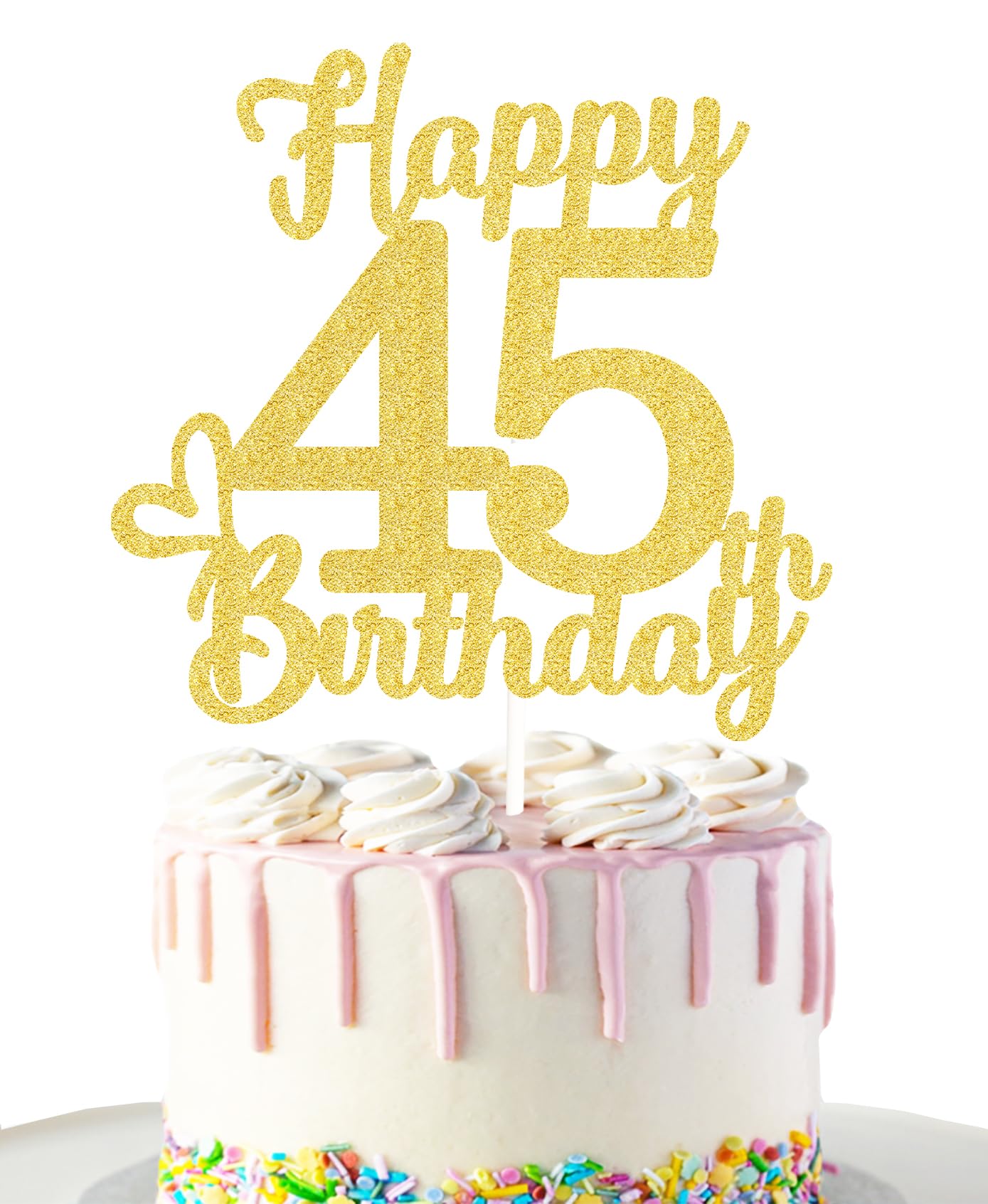Snapklik.com : 45 Birthday Cake Toppers-Gold Glitter, 45th Cake Topper ...