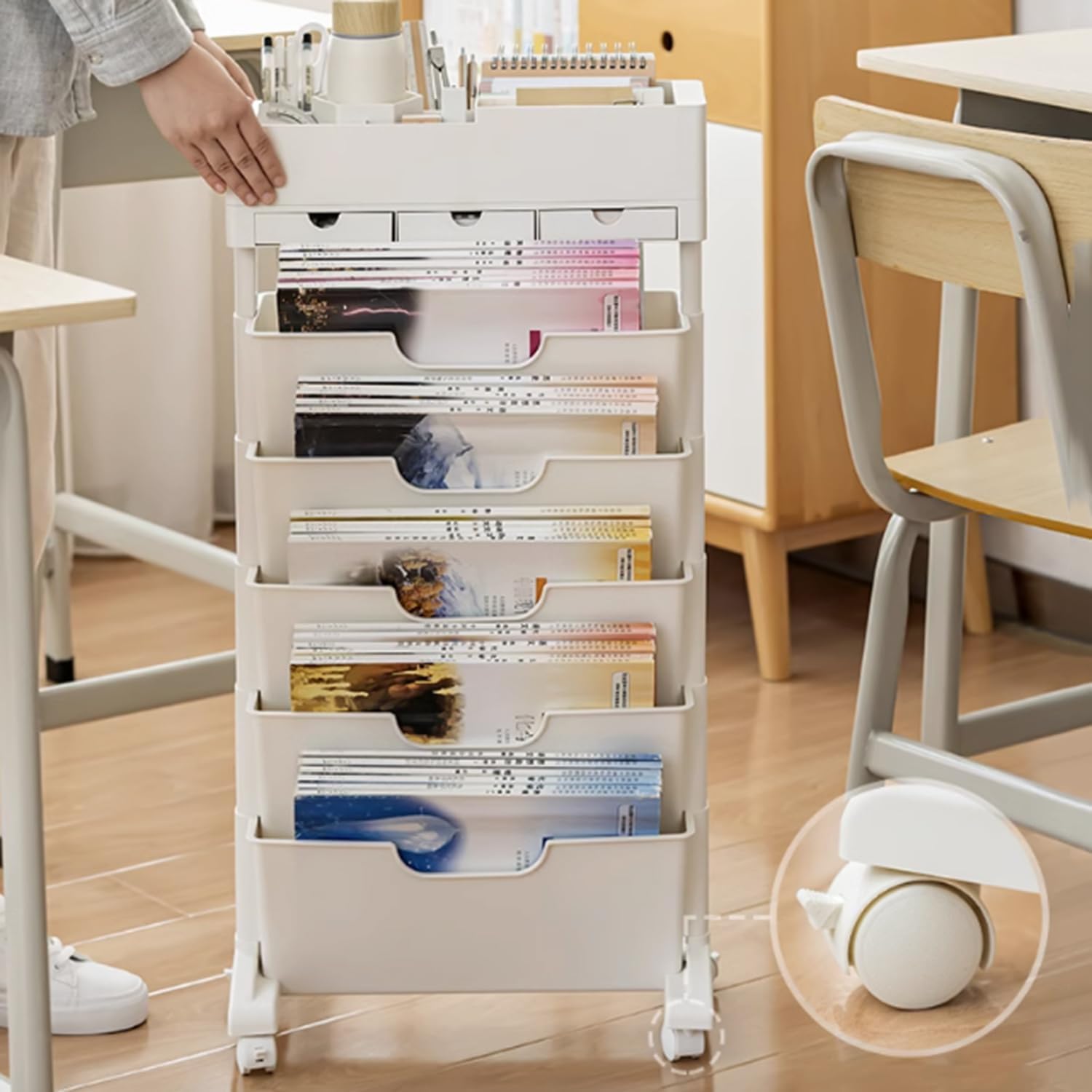 Amazon.com: SXHEYUY Rolling File Cart 6 Tier File Organizer Cart, 8 ...