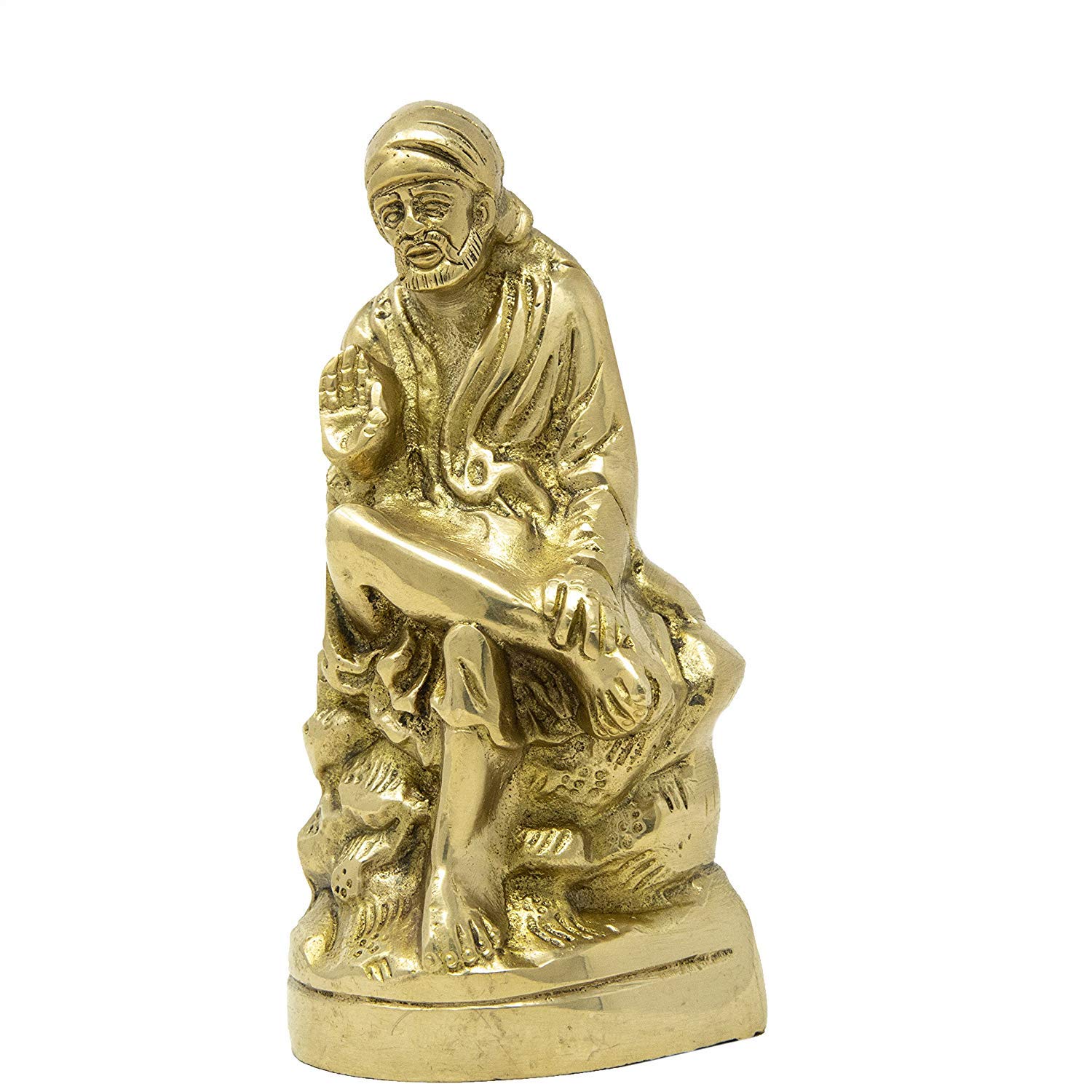 Buy Brass Figurines Shirdi Sai Baba Statue Sitting Religious Gift for ...