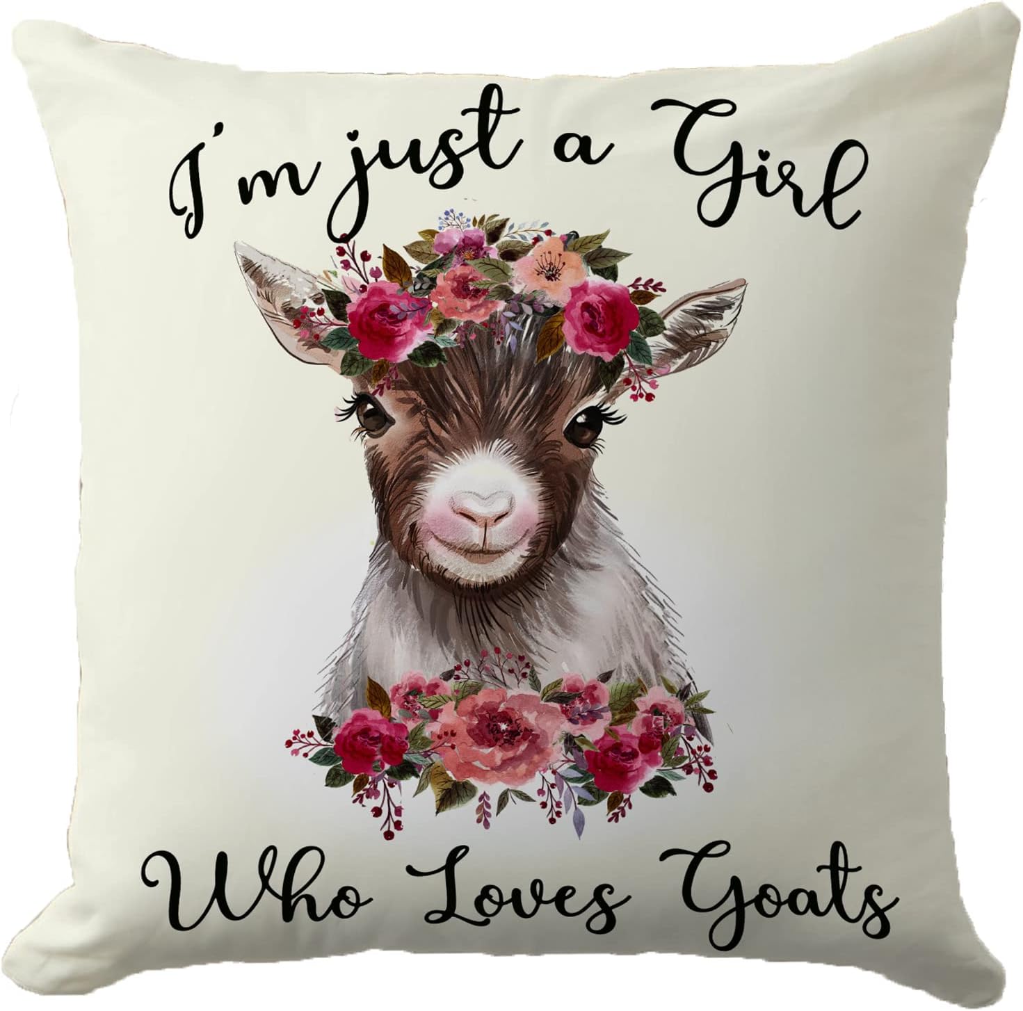 Amazon.com: PreLiving Just A Girl Who Loves Goats Pillow Cover, Cute ...
