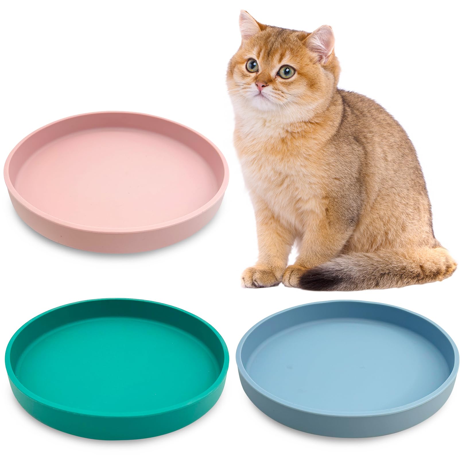 Pet Supplies : Apatal Silicone Cat Food Bowl Shallow Dishes 7in Wide ...