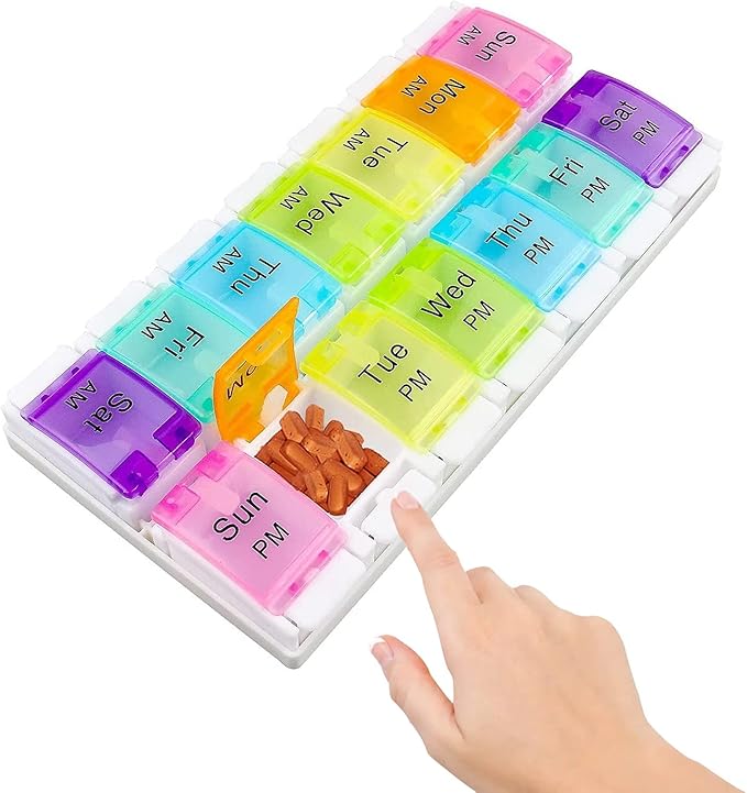 Weekly Pill Box Organiser, Portable Weekly Tablet Box Organiser with ...