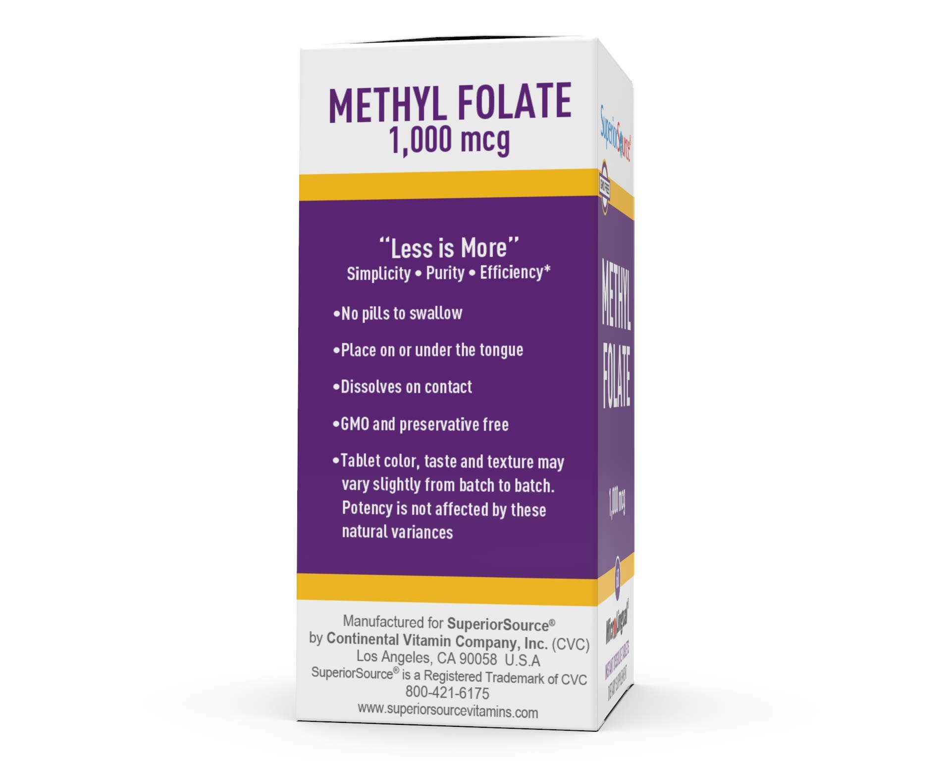 Superior Source Methylfolate 5-MTHF 1000 mcg, Quick Dissolve Sublingual ...