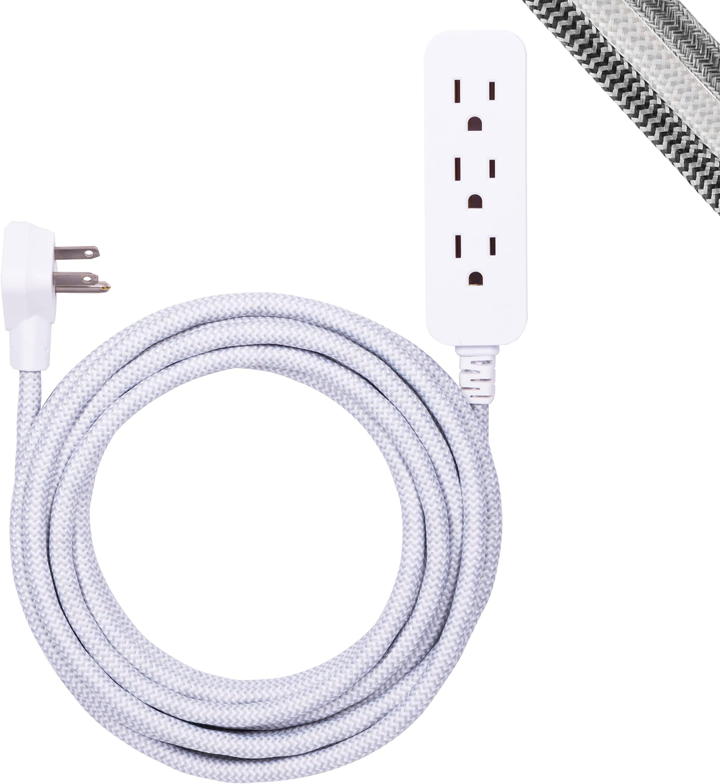 Rustic State 12 Feet Braided Zig Zag Fabric Power Extension Cord with ...