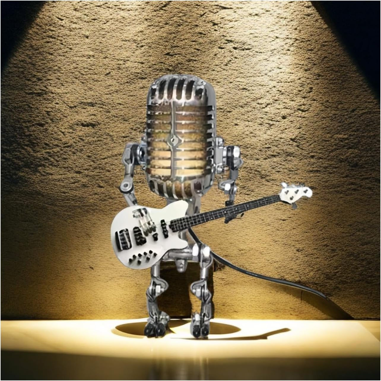 Vintage Microphone Guitar Robot Lamp with Dimmer,Cool Cute Retro Metal ...