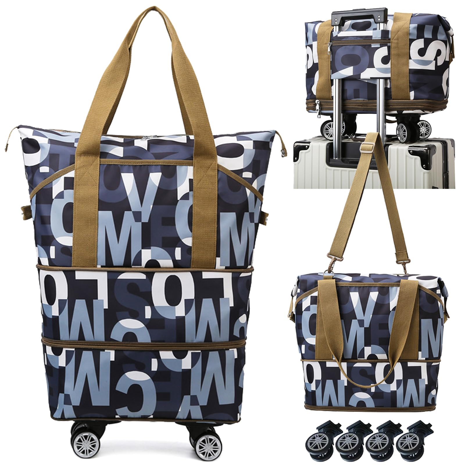 Expandable Foldable Duffel Bag Suitcases,Detachable Rolling Wheels ...