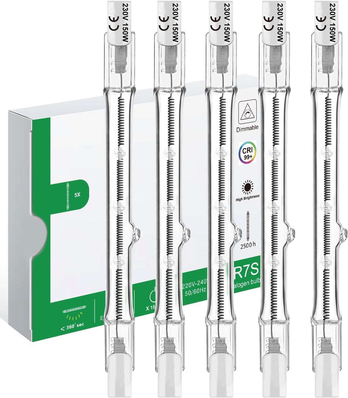 Jaenmsa R7s Halogen Light Bulbs, R7S Bulb 118mm 150W Dimmable, 230V ...