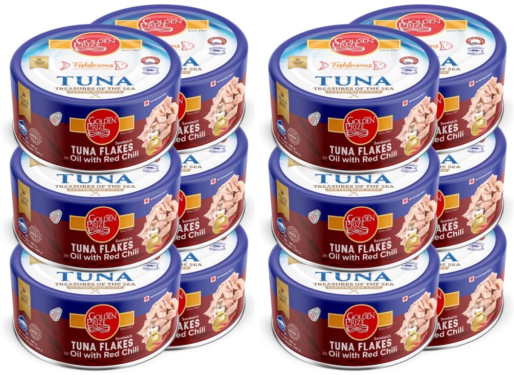 Golden Prize Tuna Sandwich Flakes in Oil with Red Chili, 185g (Pack of ...