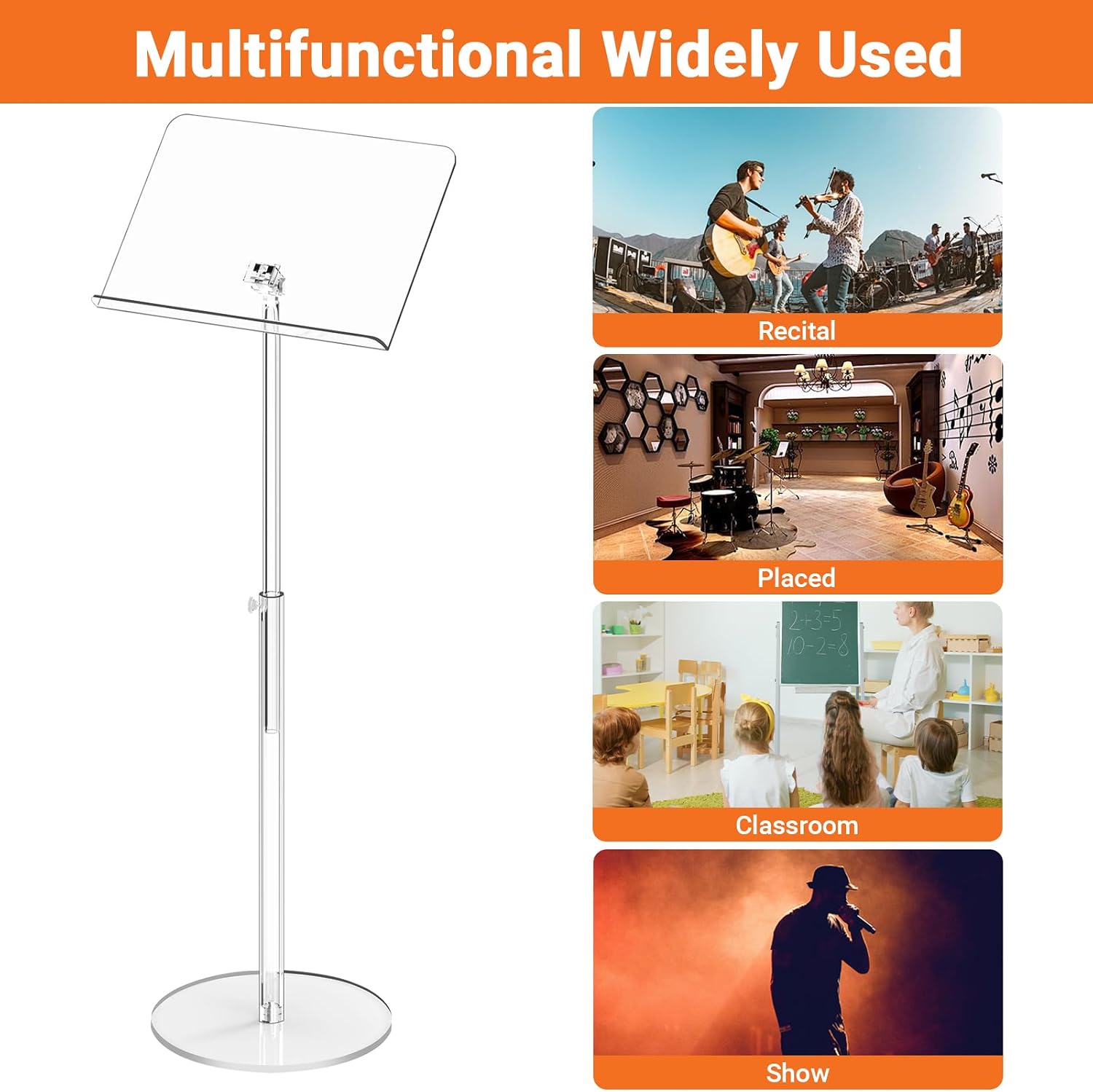 Acrylic Book Stand Small Acrylic Podium Stand, Angle Adjustable, Modern ...