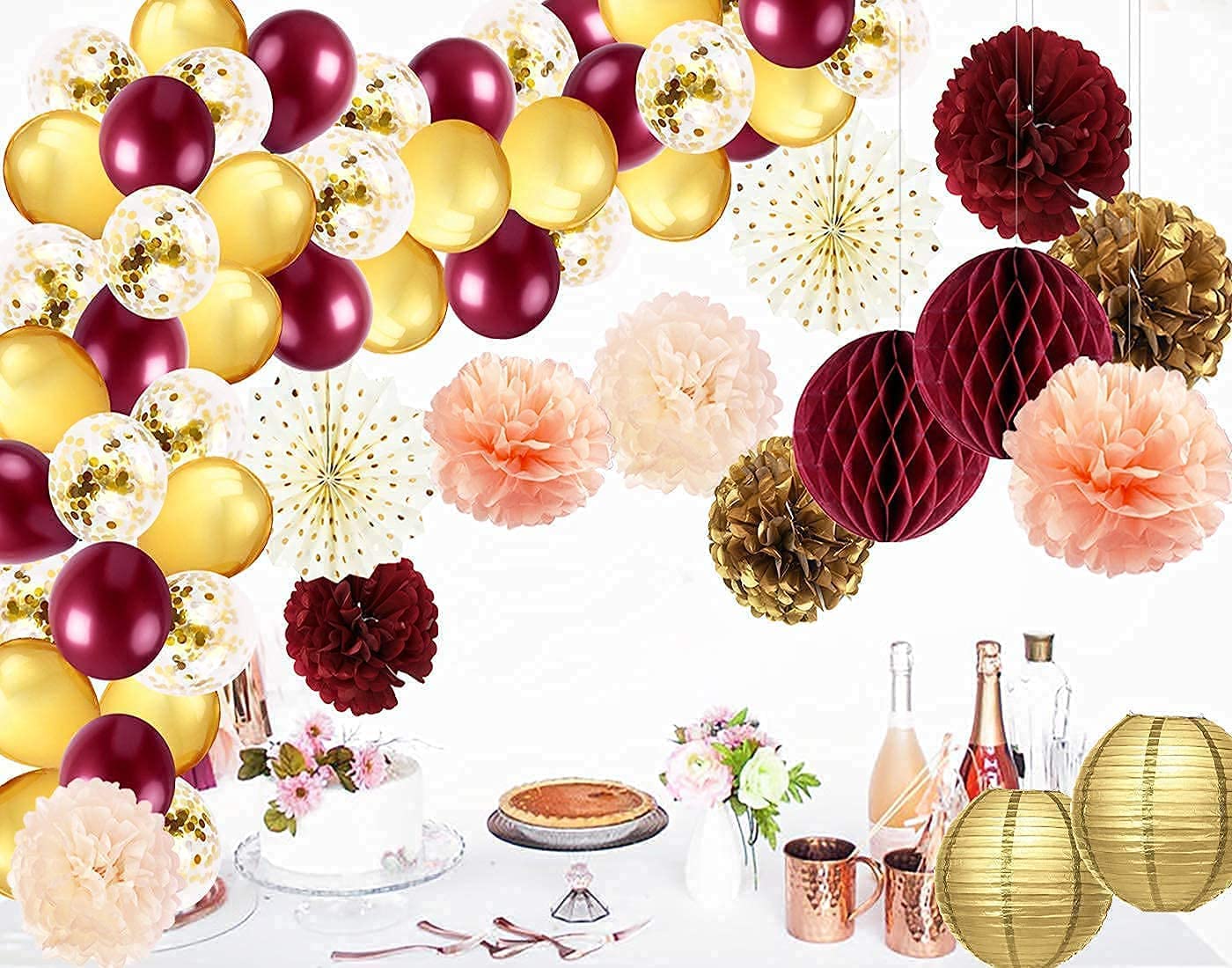 Graduation Decorations Maroon Gold 2022 Balloon Arch/Burgundy Gold ...