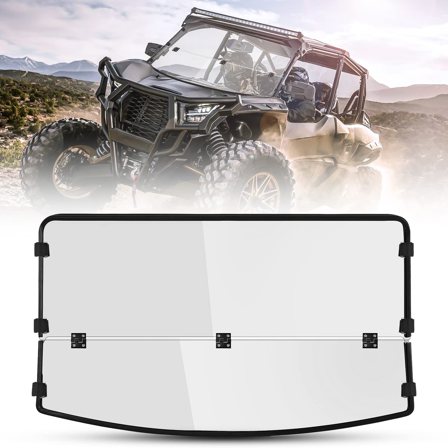 Frokom UTV Fold Down Windshield, Flip Windshield Fit For 2020 2021 2022 ...