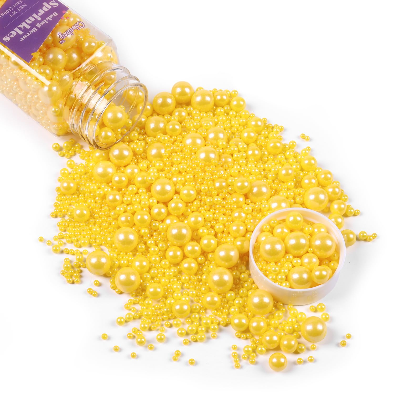 Amazon.com: Cobakey Yellow Pearl Sprinkles for Cake Decorations 3.52 ...
