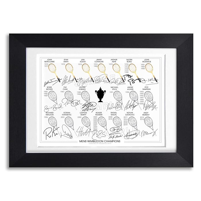 Buy MOUNTED ALL WIMBLEDON MENS CHAMPIONS 1968-2019 SIGNED NEW ALL ...