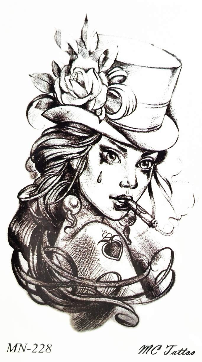 Evil Girl Tattoo Stencil