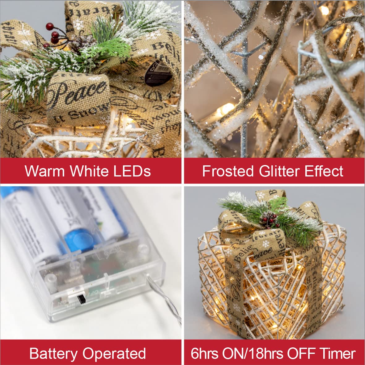 Battery Operated Lighted Baskets Bethlehem Lights 18" Hanging Basket