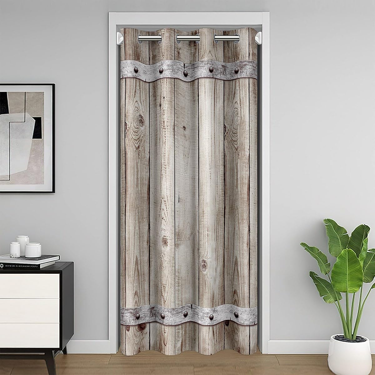 Amazon.com: Feelyou Rustic Barn Door Door Curtain for Doorway Privacy ...