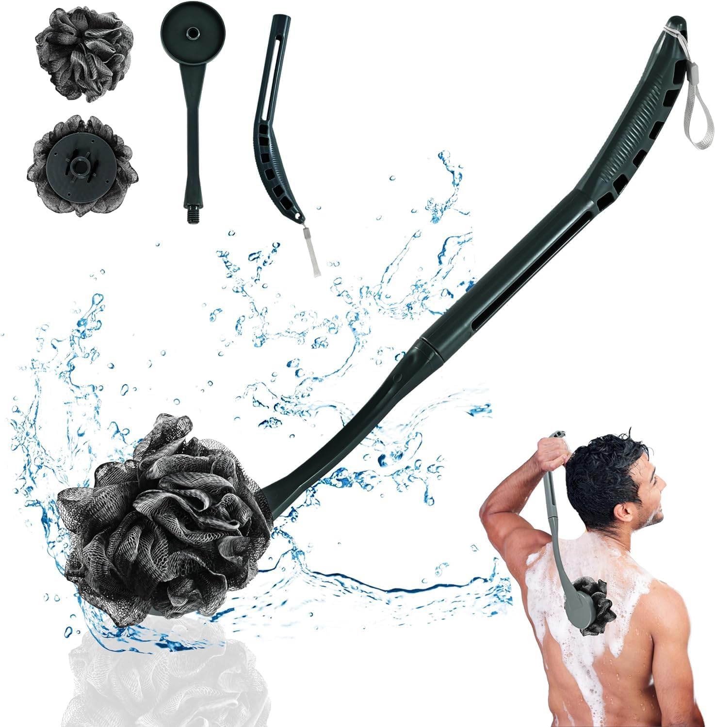 Amazon.com: Loofah with Handle, 20.5'' Replaceable Shower Loofah to ...