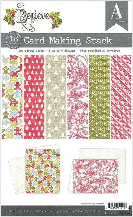 Amazon.com: Authentique Paper Card Making Stack, Believe, 18-Pack