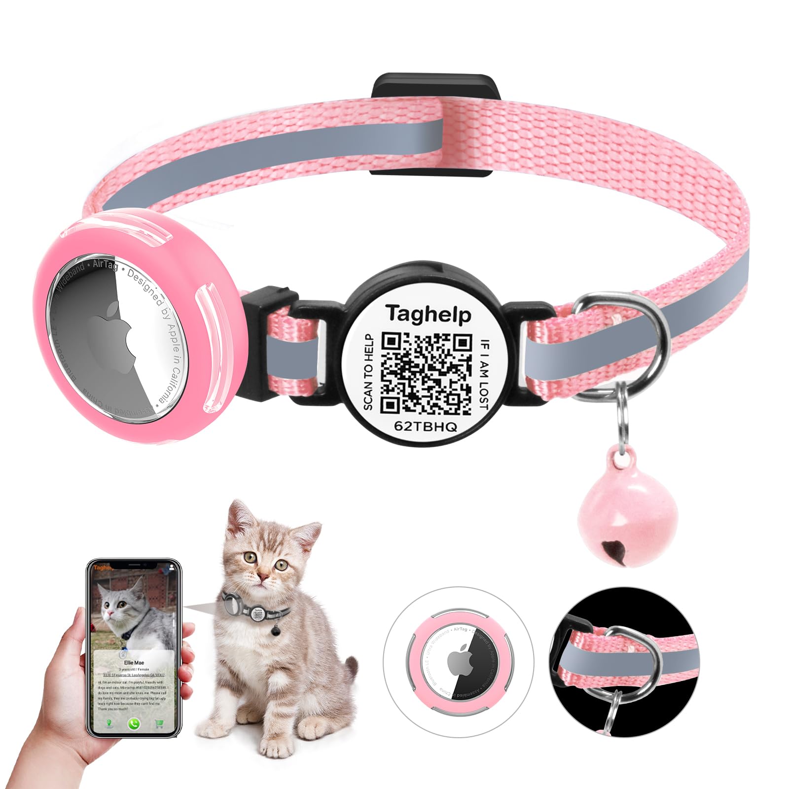 Pet Supplies : Waterproof cat Collar Waterproof AirTag Holder Breakaway ...