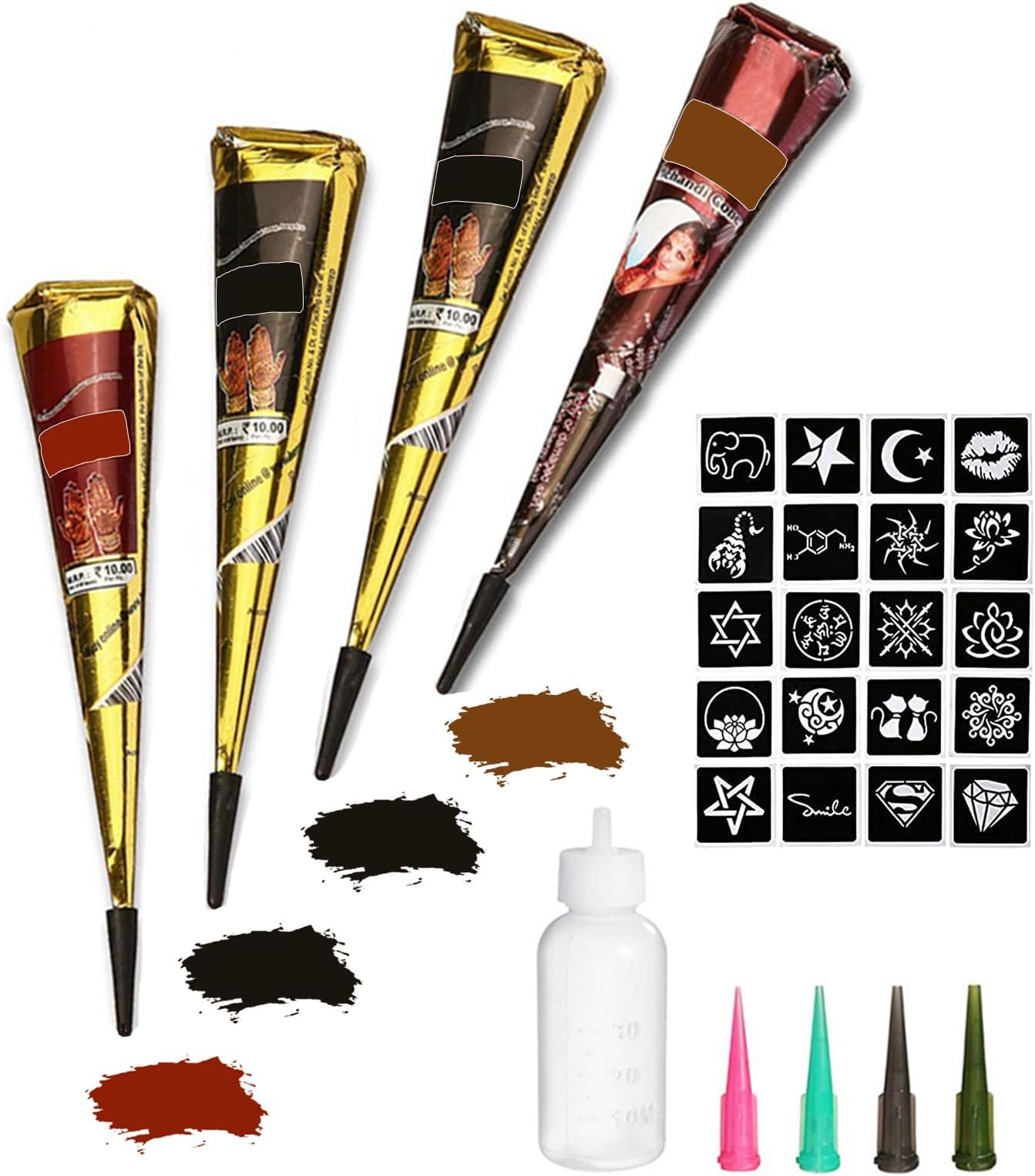Amazon.com : 6 Pack Natural Ready to Use Paste Cone Brown Color ...