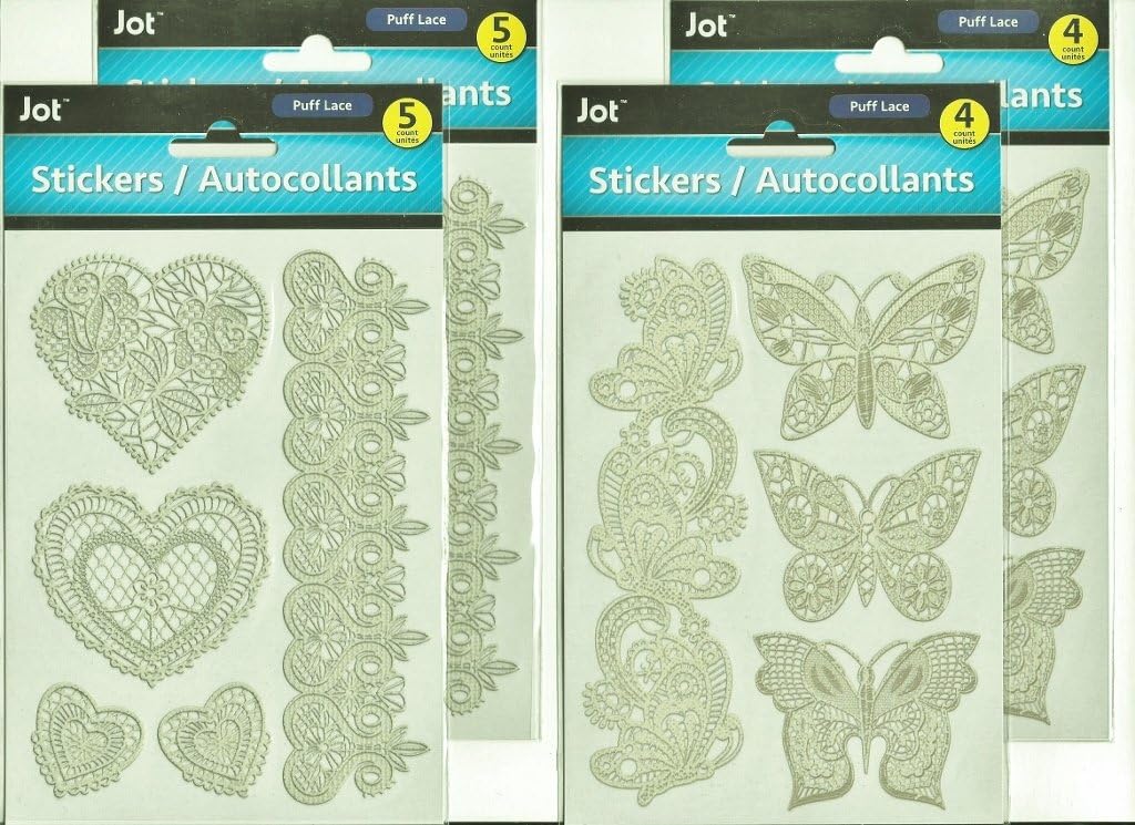 Amazon.com: Jot Butterflies & Hearts Victorian Puff Lace Stickers - 4 ...