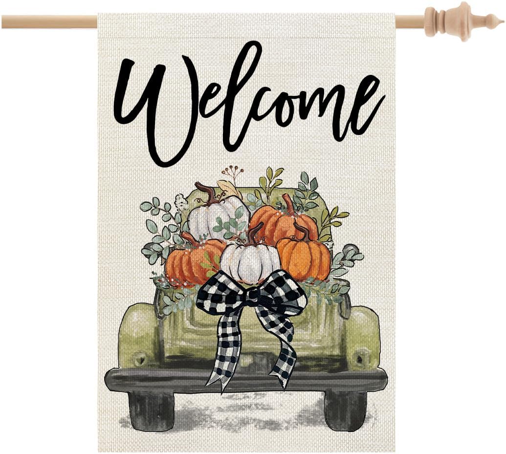 Amazon.com : CROWNED BEAUTY Fall House Flag 28x40 Inch Double Sided for ...