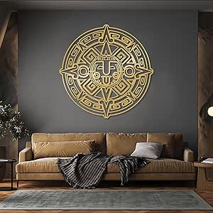 Amazon.com: Aztec Calendar Metal Wall Art, Aztec Sundial Wall Decor ...