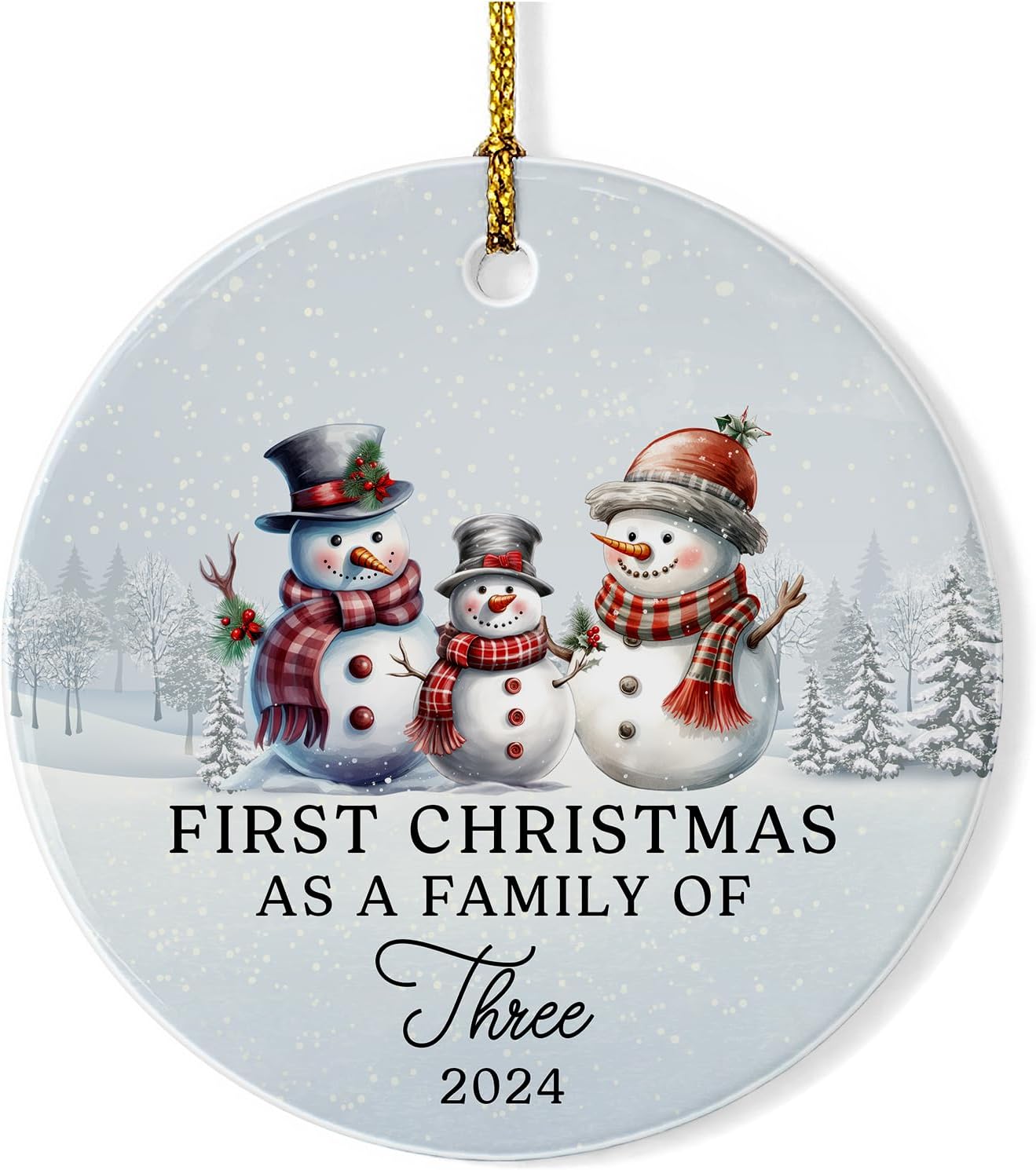 Amazon.com: First Christmas As A Family of 3 Ornament, 2 Layers Wooden ...