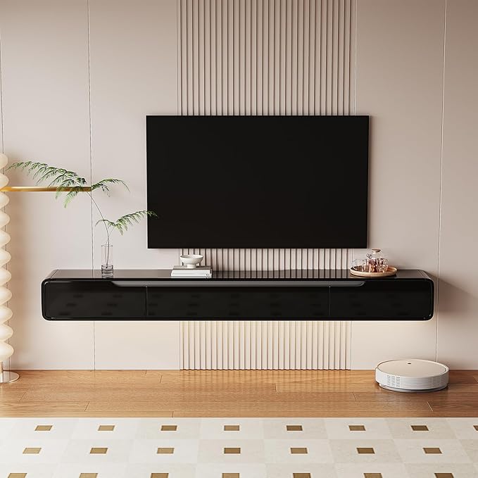 Amazon.com: FurniNova High Gloss Floating TV Stand with 3 Doors,55 ...