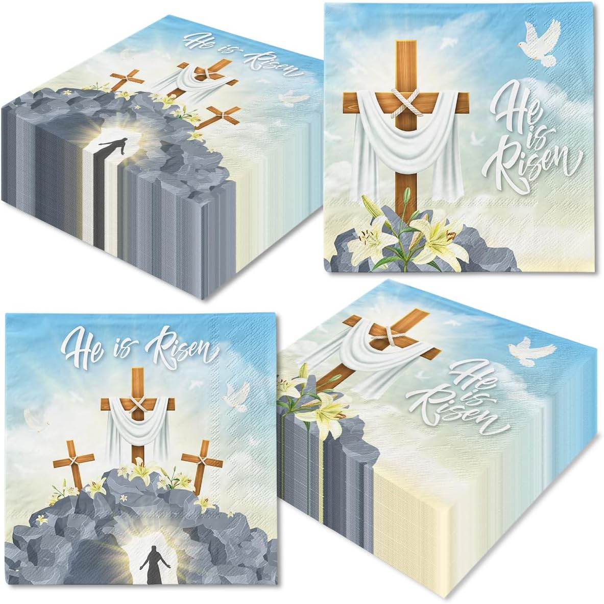 Amazon.com: He is Risen Napkins, 40Pcs Happy Easter Religion Jesus ...