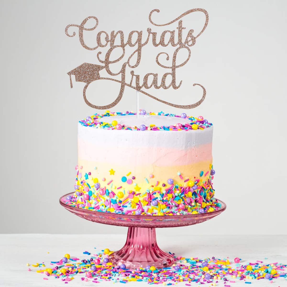 Rose Gold Glitter Congrats Grad Cake Topper - Philippines | Ubuy