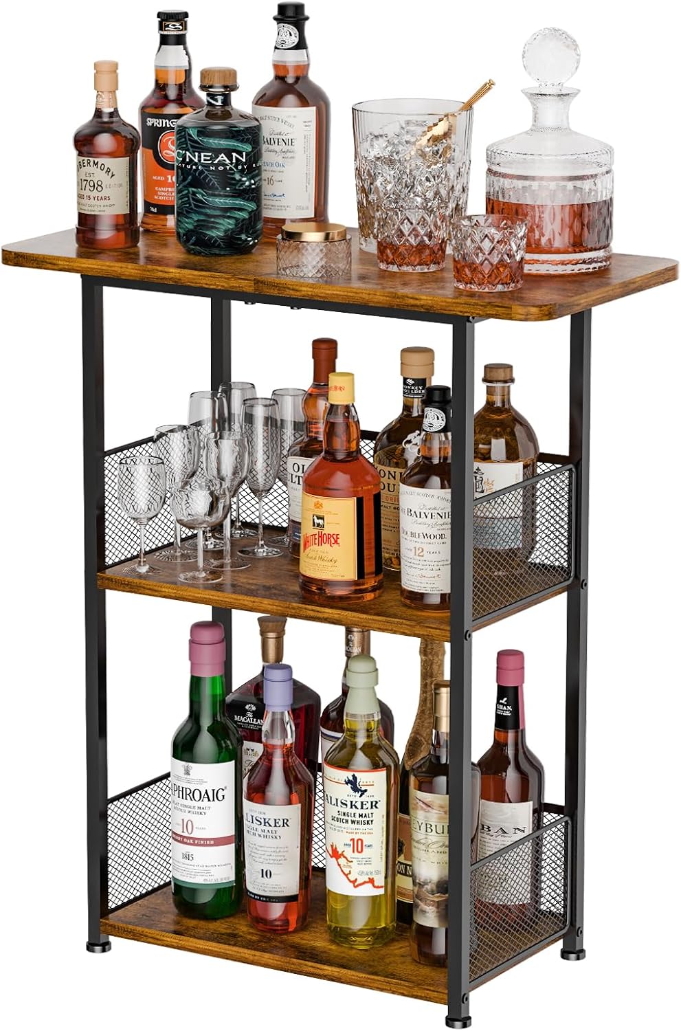 Amazon.com: Eyteenokk Floor Standing Freestanding Whiskey Rack: 3 Tier ...