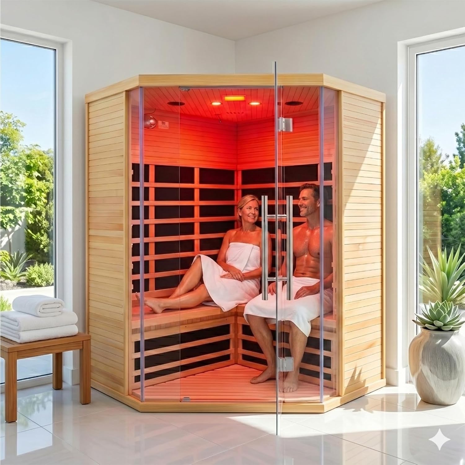 Amazon.com: Homsido Corner Infrared Sauna for Small Spaces 3-4 Person ...