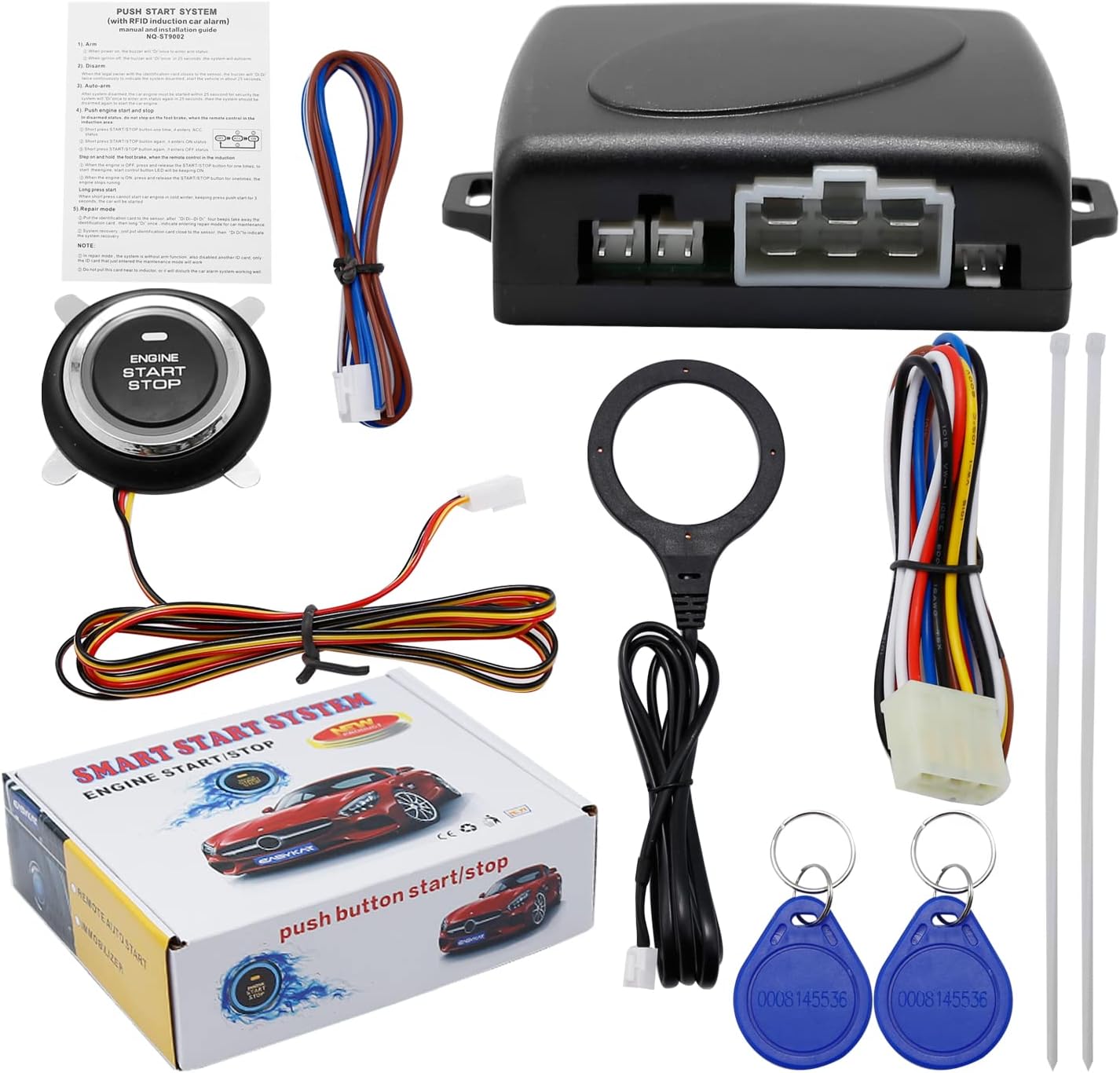Smart RFID Engine Push Button Start Kit - Keyless Start System for 12V ...