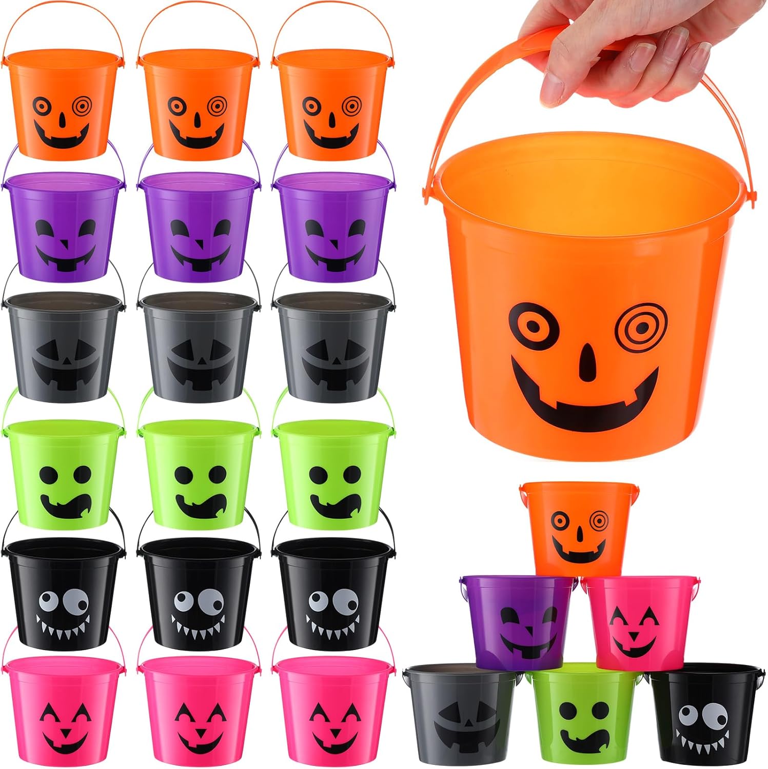 Amazon.com: Jenaai 60 Pcs 24 Pcs Halloween Plastic Buckets for Kids 5. ...