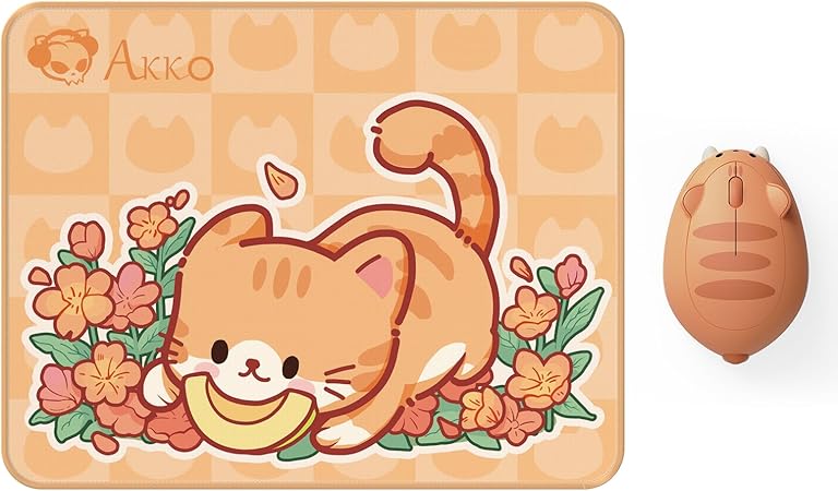 Amazon.com: Akko Cat Theme Cute Mouse and Mousepad Animal Wireless ...