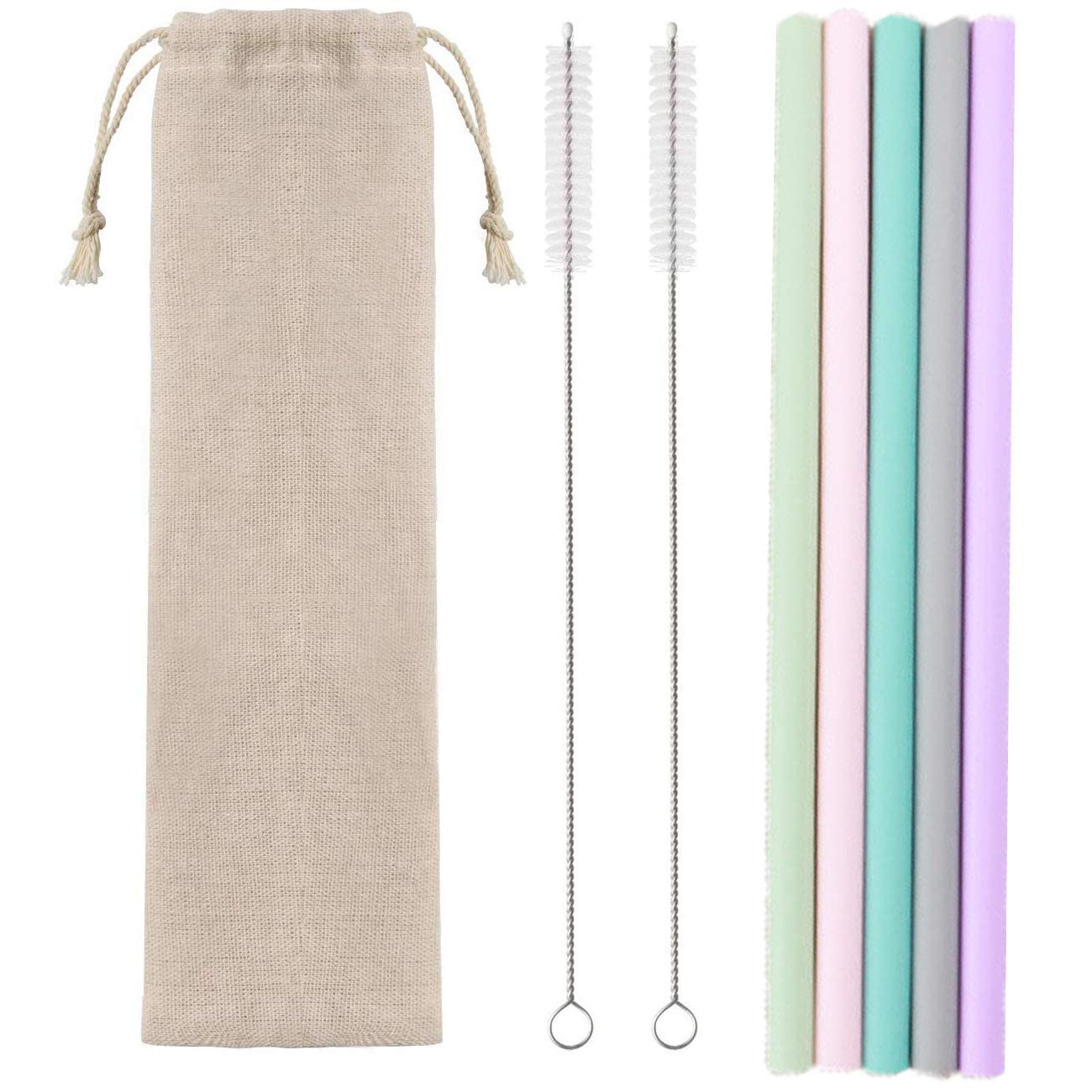 Reusable Silicone Straws - Set of 5 Silicone Drinking Straws for 20oz ...