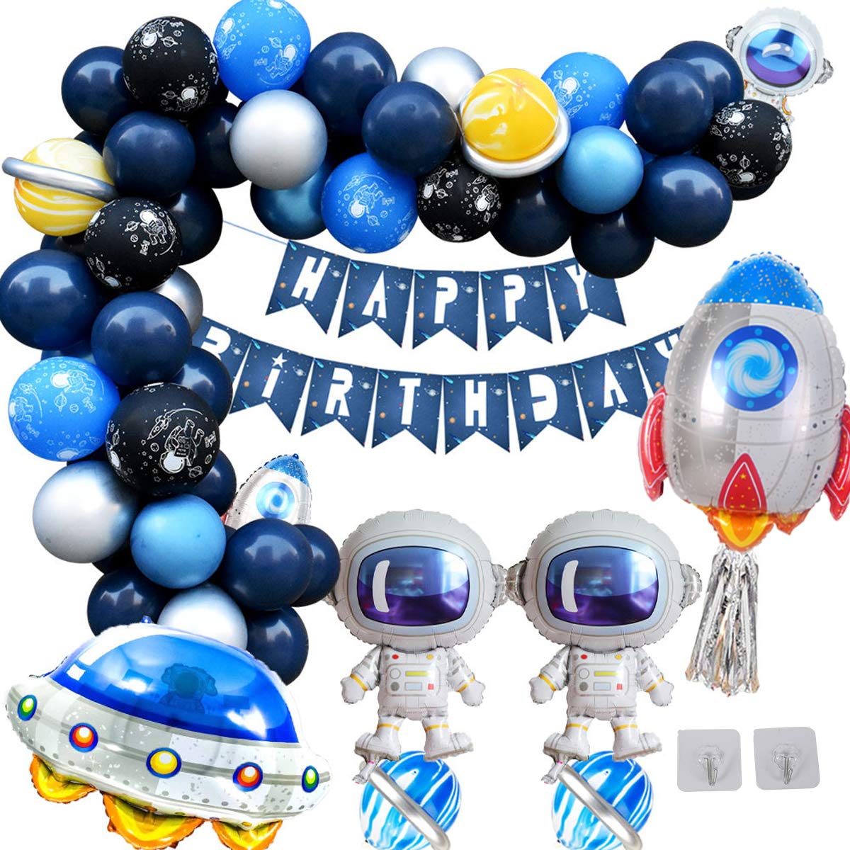 Space Birthday Party Balloon Decorations 74 Pcs Outer Space Solar ...