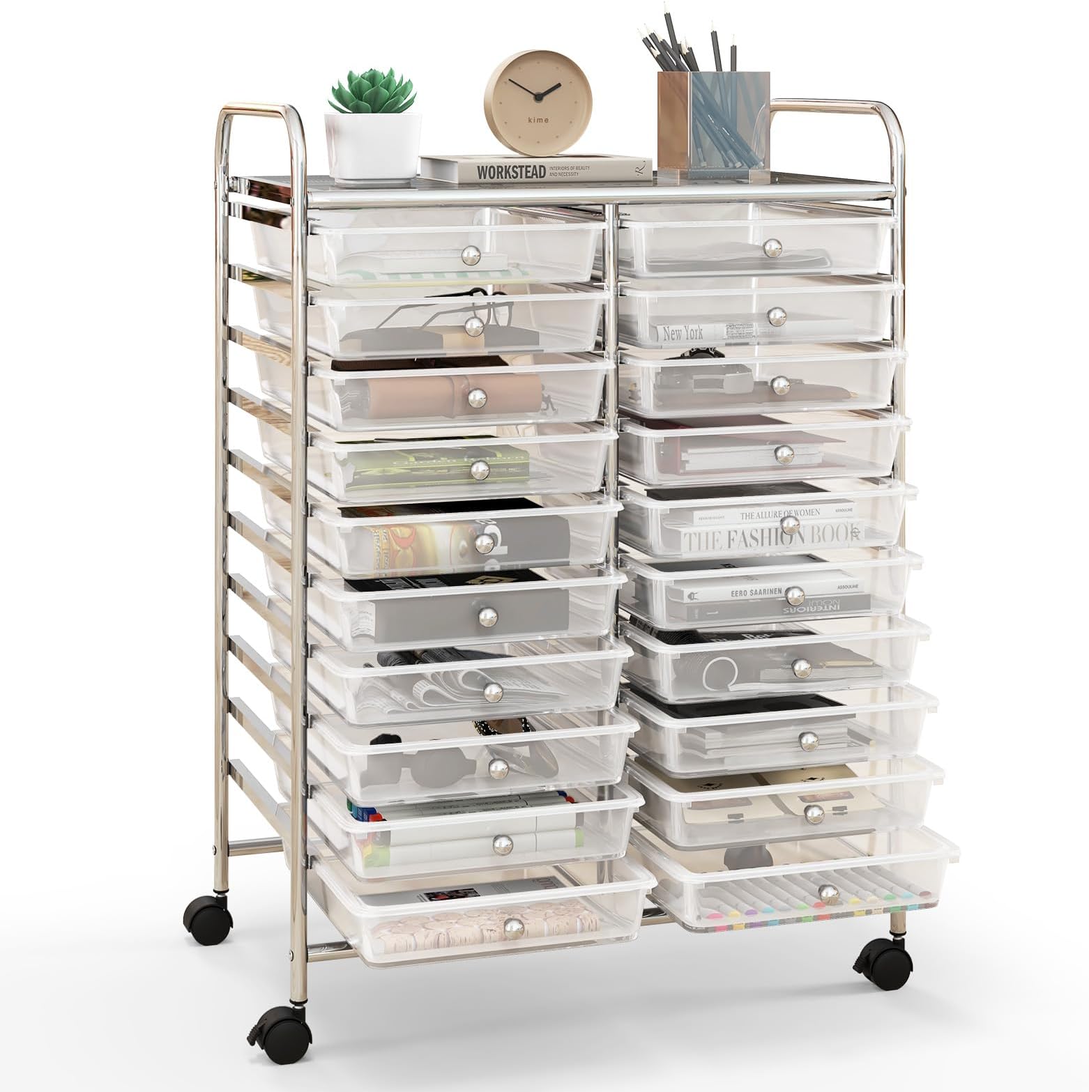 Amazon.com : Giantex Storage Drawer Carts, 20-Drawer Organizer, Utility ...