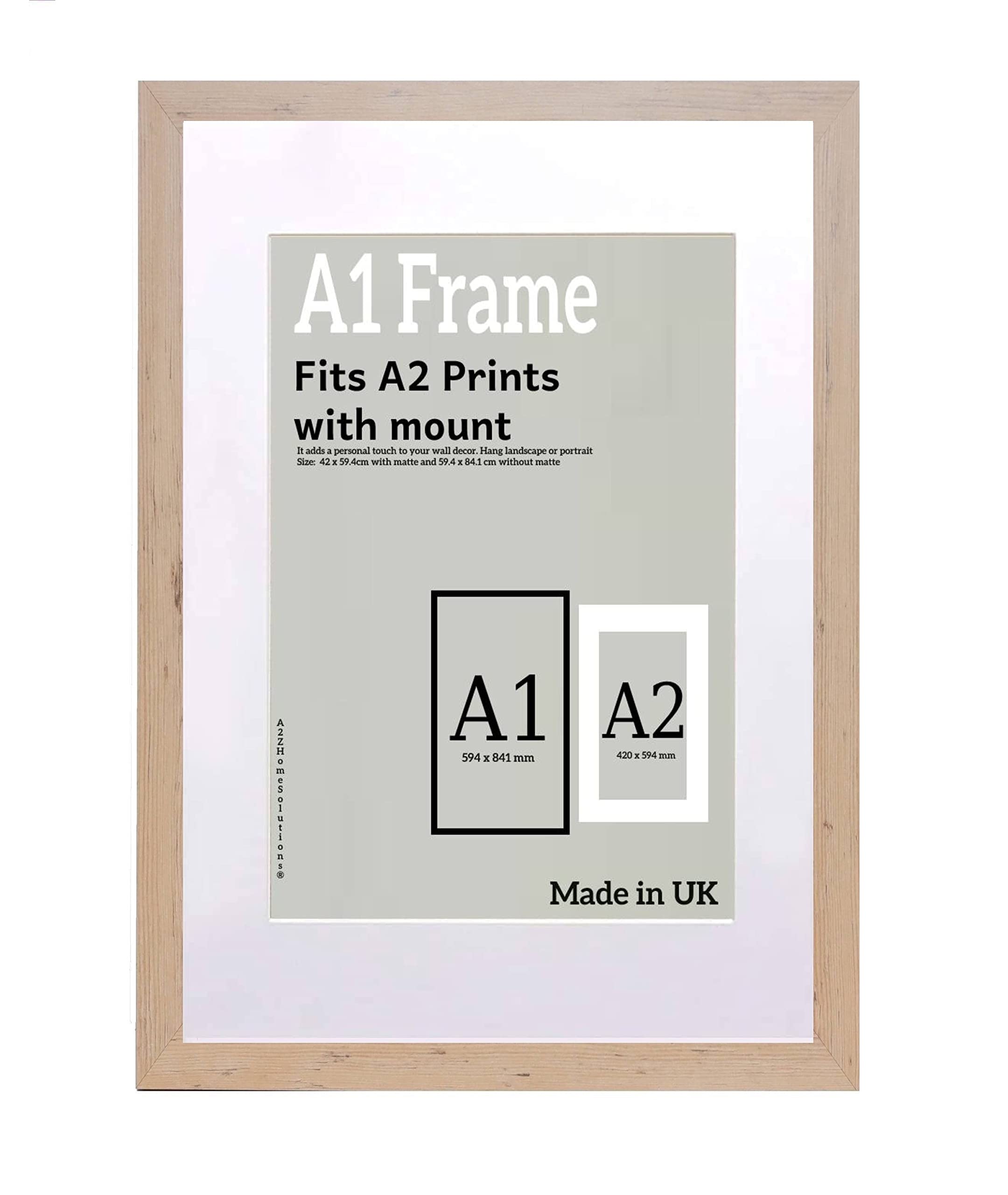 A2Z Home Solutions® Photo Frame Beech A1 Frame With A2 Mount Picture ...