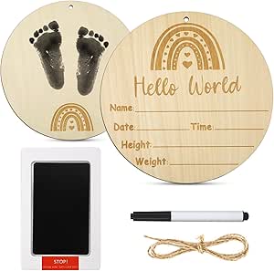 Amazon.com: Baby Announcement Sign, 5.9 inch Double Sided Wooden Birth ...