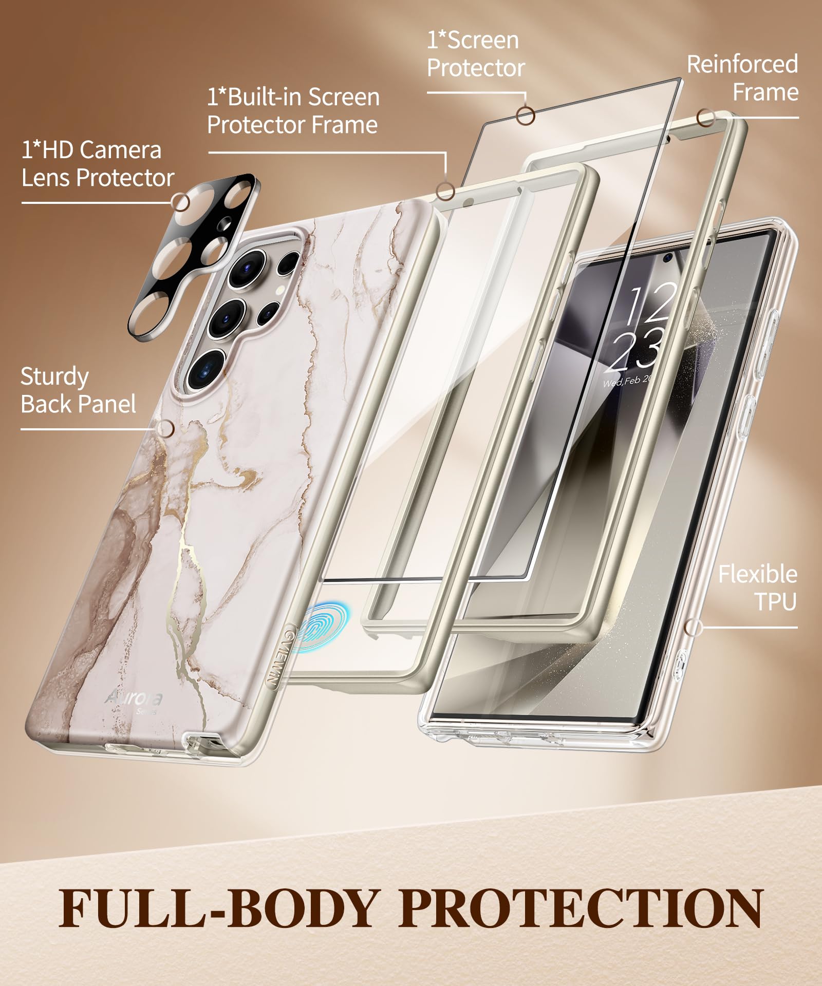 Snapklik.com : GVIEWIN Designed For Samsung Galaxy S24 Ultra Case, Built-in Screen Protector ...