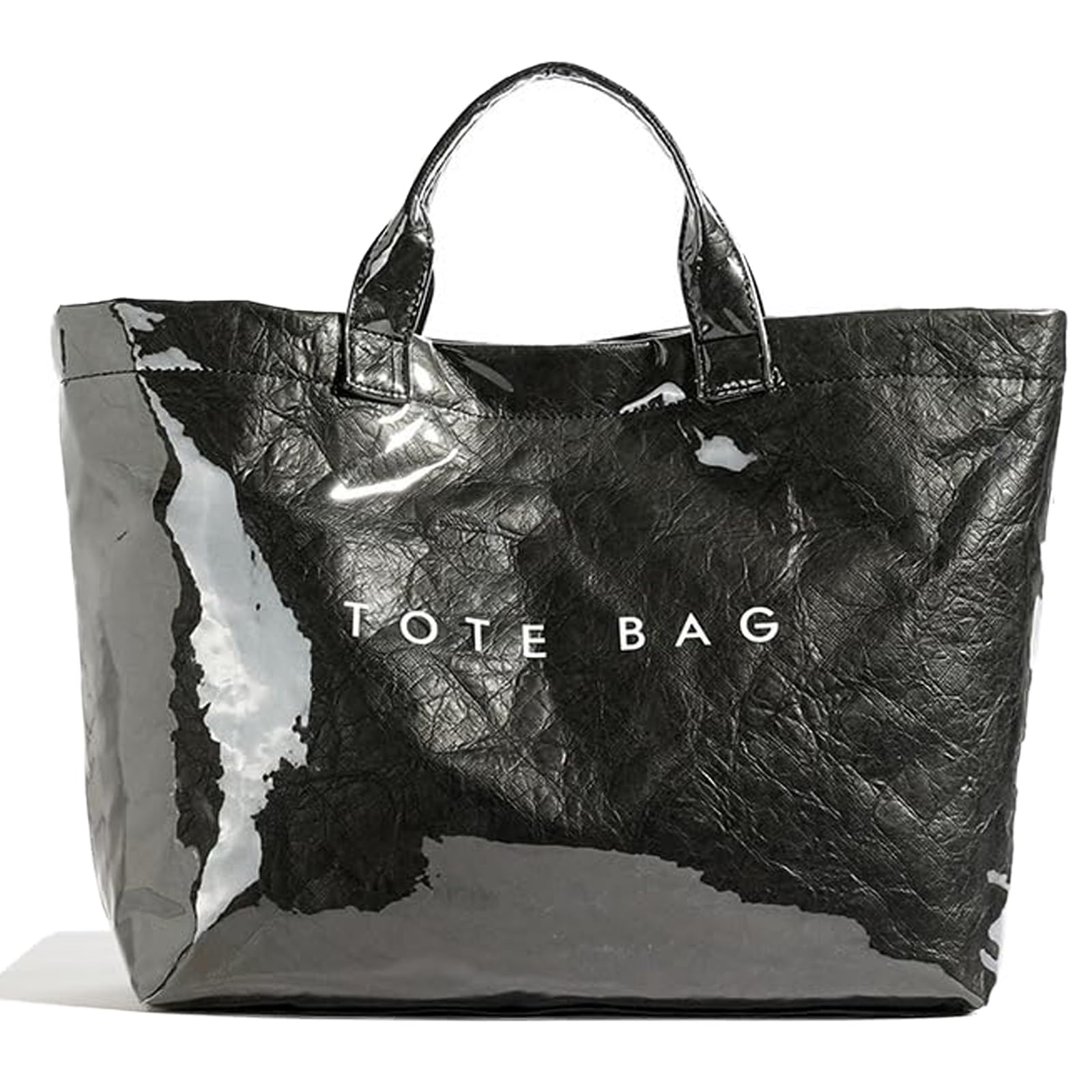 Amazon.com: LIERWOI PVC Tote Bag for Women Kraft Paper Large Tote Bag ...