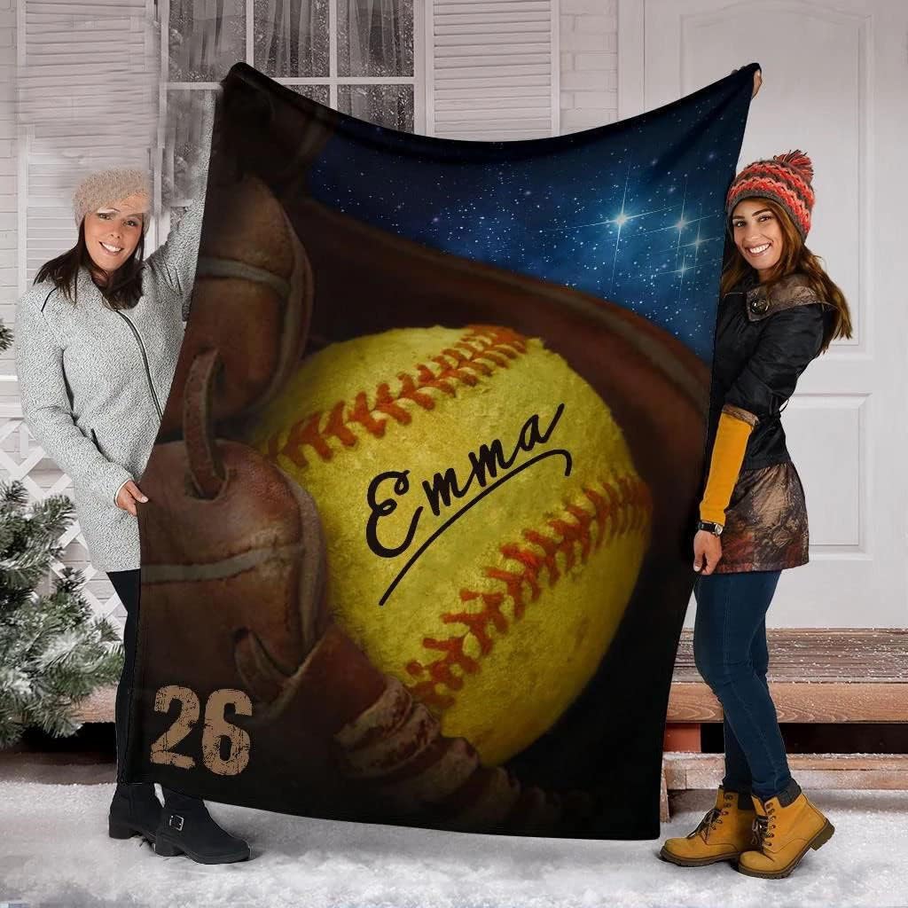 Amazon.com: Softball Flag Galaxy Blanket, Softball Blankets for Teen ...