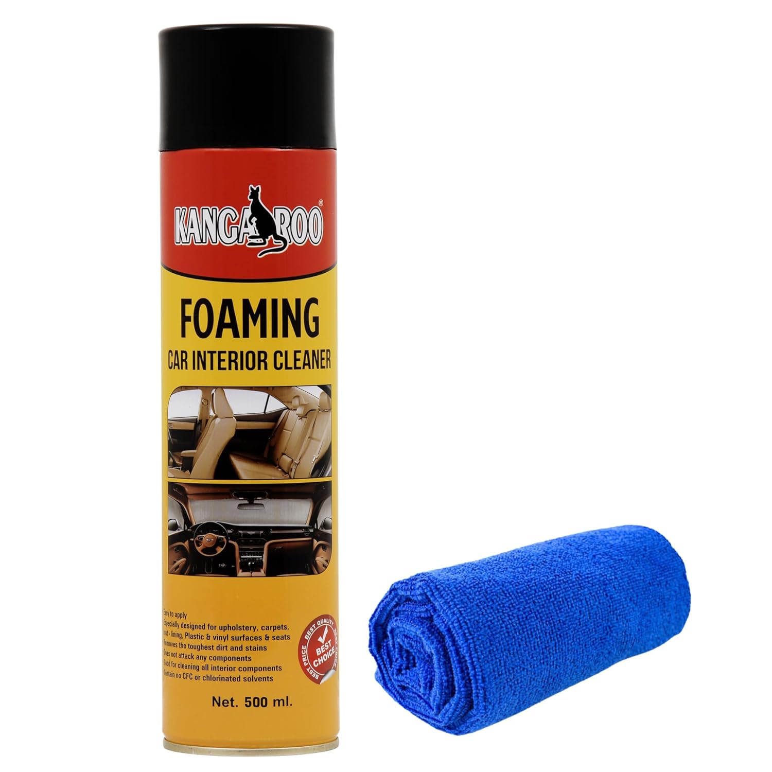 Kangaroo® Foaming Car Interior Cleaner 500 ml with Microfiber Towel ...