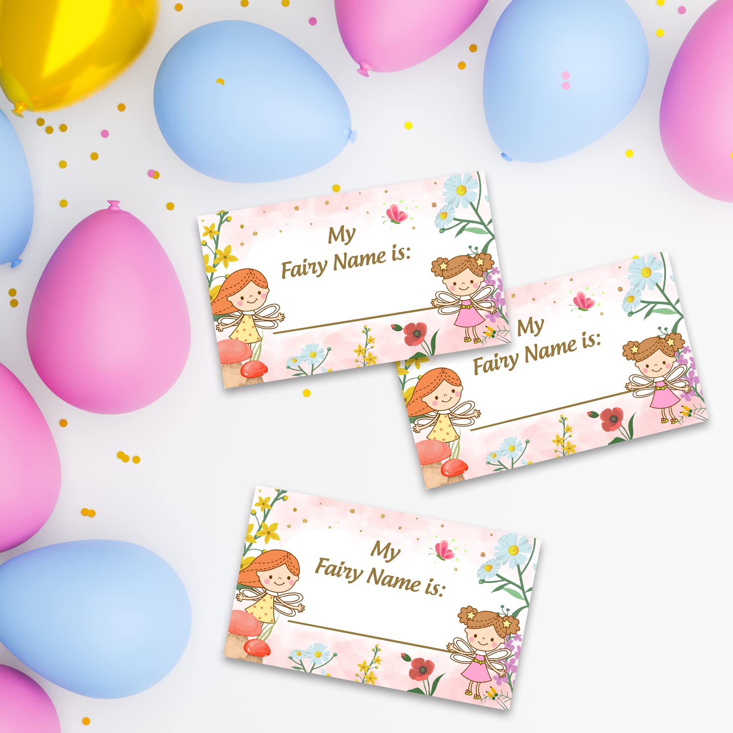 Sup Paddle Fairy Party Game Set - 30 Name Tag Cards With Birthday ...