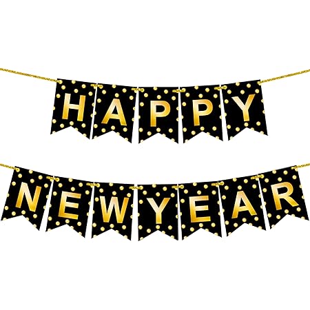 Amazon.com: MiniRed New Year Banner 2023, Happy New Year Bunting Banner ...