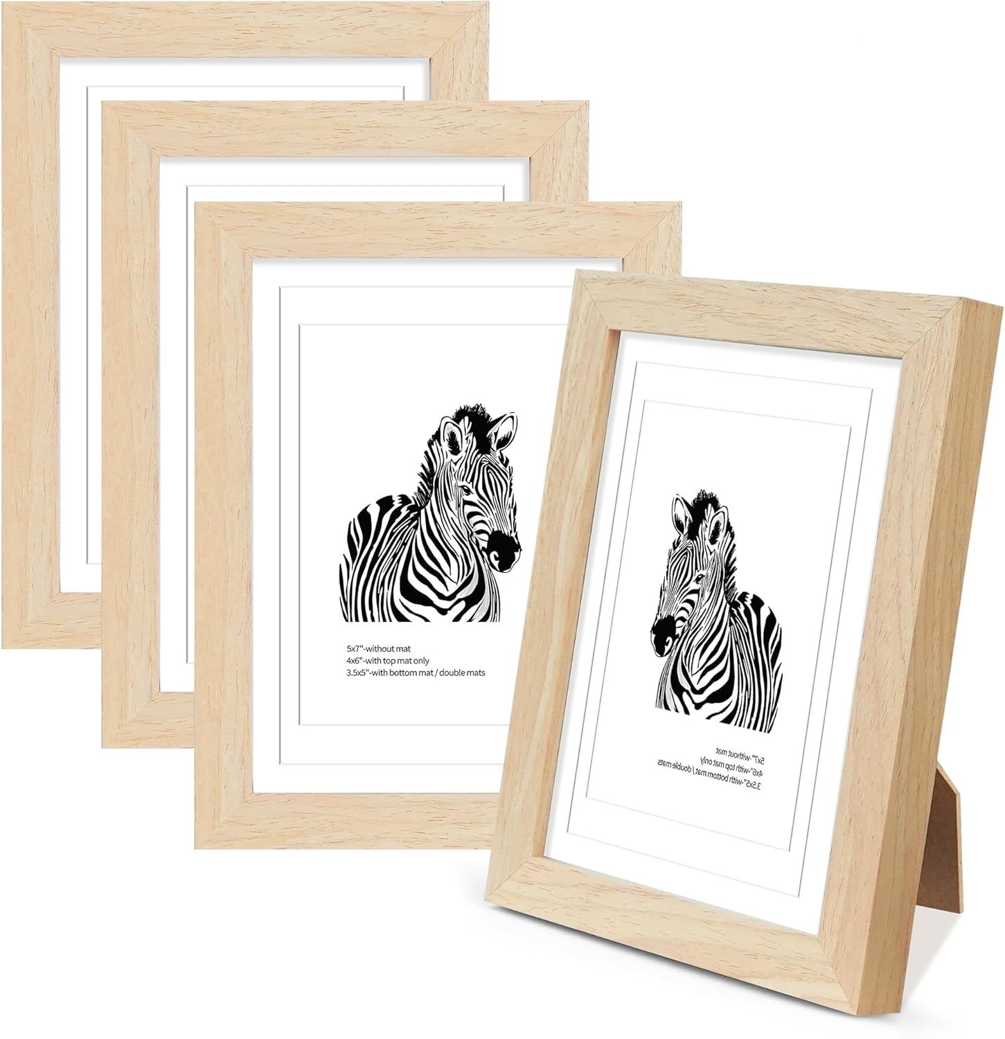 Amazon.com - 5x7 Set of 4 Solid Wood Picture Frame, Natural Wood Photo ...