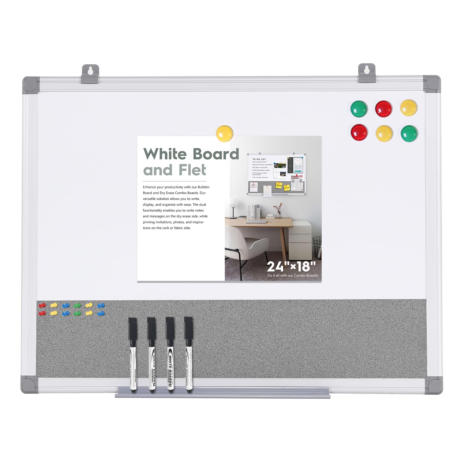 Amazon.com : S SWANCROWN Magnetic White Board and Bulletin Cork Board ...
